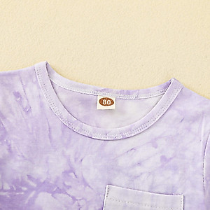 Aruzig Toddler Baby Girl Tie dye Outfit Kids Short SleeveT-Shirt and Shorts 2Pcs Summer Clothes Set for Girls (Purple White, 2-3T)