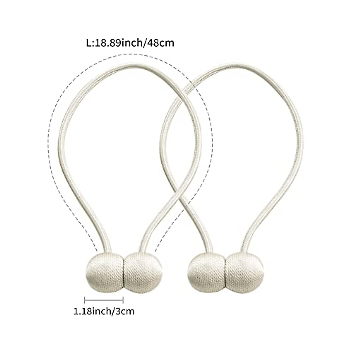 2pcs Magnetic Curtain tiebacks, Modern Style Curtain Ties Drapery Backs Holder Window Hold Curtains Drape Ties Backs for Home Bedroom Office Decorative Curtain (White)