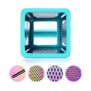 Marco Almond KYA47 Rainbow Titanium Serrated Stainless Steel Steak Knives Set of 8 + KYA57 rainbow titanium box grater