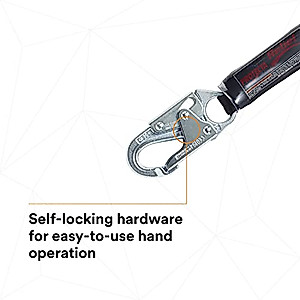 3M Protecta Rebel 3100426 Self Retracting Lifeline, Steel Swivel Snap Hook & Carabiner, 11', Black/Red