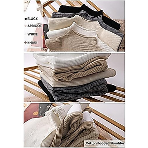 Hooever Women's Turtleneck Sleeveless Knitted Tank Tops Shoulder Pads Sweater Vest(White-S)