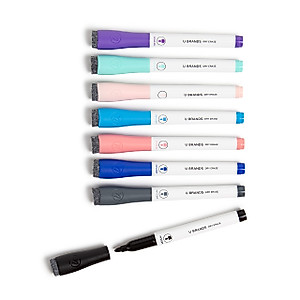 U Brands Medium Point Dry Erase Markers, Office Supplies, Assorted Pastel Colors, with Eraser Cap, 8 Count