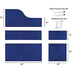 VERSARE SoundSorb Desktop Privacy Panels | Noise Dampening Modesty Panels for Desks | Edge Clip Mounts | PET Material | 24" x 24" Marble Gray Panels with Edge Clips
