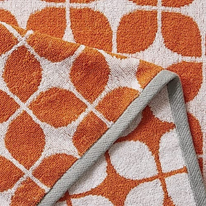 Lita Cotton Bathroom Towels , Jacquard Highly Absorbent Bath Towel Set , 6-Piece Include 2 Bath Towels & 4 Hand Towels , Orange Grey