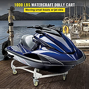 VEVOR Jet Ski Dolly, 1000 LBS Capacity Hand Truck Dolly for Moving Watercraft PWC, Adjustable Width Jet Ski Moving Dolly with Four Casters & Two Brakes, Heavy Duty Dolly for Ski Fishing Boat Sailboat