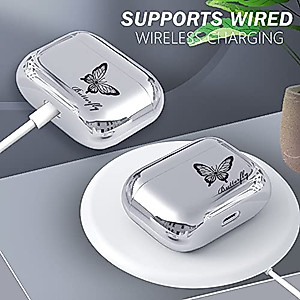 Cute AirPods Pro Case with Beautiful Butterfly Pendant Keychain, Soft Protective Electroplating Cover for AirPods Pro Case