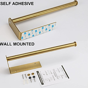 TocTen Paper Towel Holder Available in Self Adhesive and Wall Mounted Installation Paper Towel Bar for Kitchen Under Cabinet, Thicken 304 Stainless Steel Paper Towel Rack (13 inch, Brushed Gold)