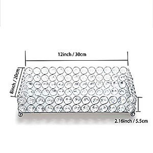 Feyarl Crystal Vanity Makeup Perfume Tray Ornate Jewelry Trinket Organizer Cosmetic Decorative Tray Skin Care Storage for Home Dressing Table Wedding Decoration(Rectangle 12" x 8") (Silver)