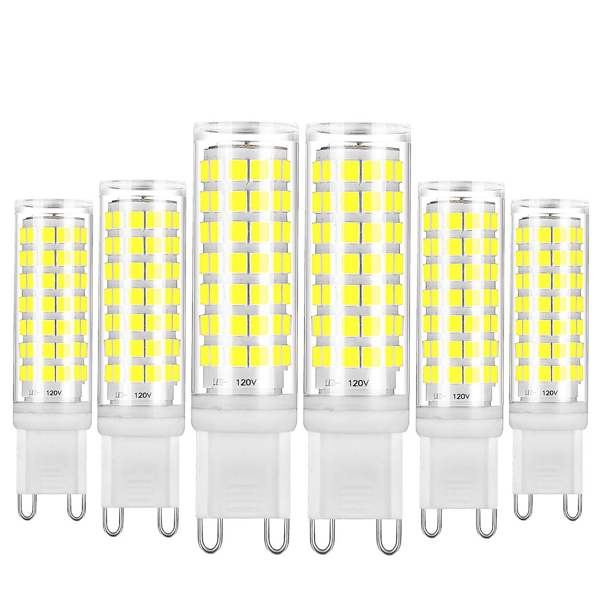 YUIIP G9 LED Light Bulb 7W Dimmable 50W 60W Halogen Bulbs Equivalent Daylight White 6000k AC120V Lamp G9 Bi Pin Base, Non-Flicker, 360°Beam Angle, Pack of 6