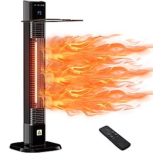AKIRES Space Heater for Large Room,34IN Portable Electric Tower Heater with IP44 Waterproof,24H Timer,Remote,3 Heating Modes,Infrared Heater for Living Room Bedroom Office Bathroom Indoor Outdoor Use