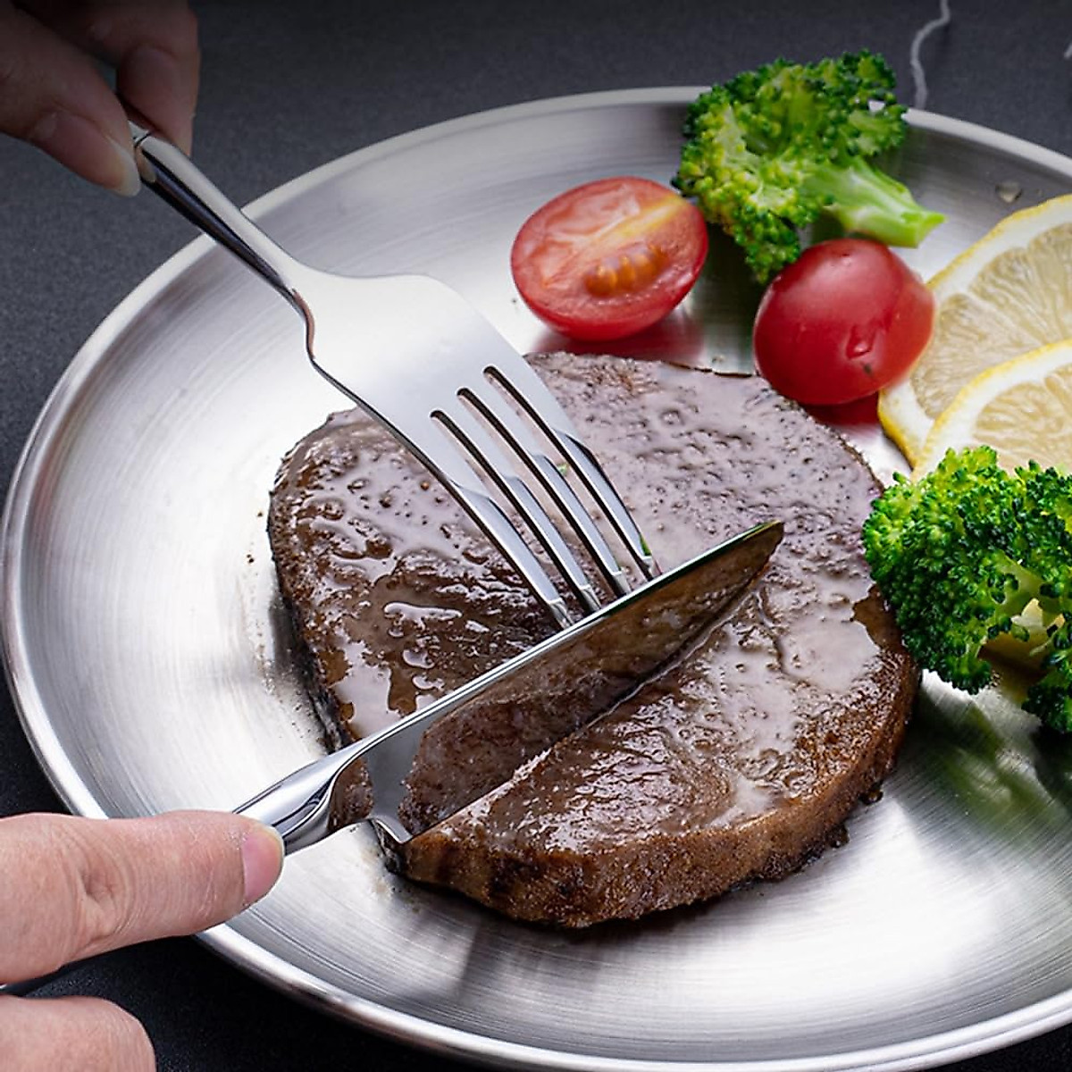 60 Piece Bamboo Shaped Flatware Set Service for 12, 18/10 Stainless Steel Bamboo Handle Silverware Cutlery Set For Home Kitchen Hotel Utensils, Mirror Polished, Dishwasher Safe