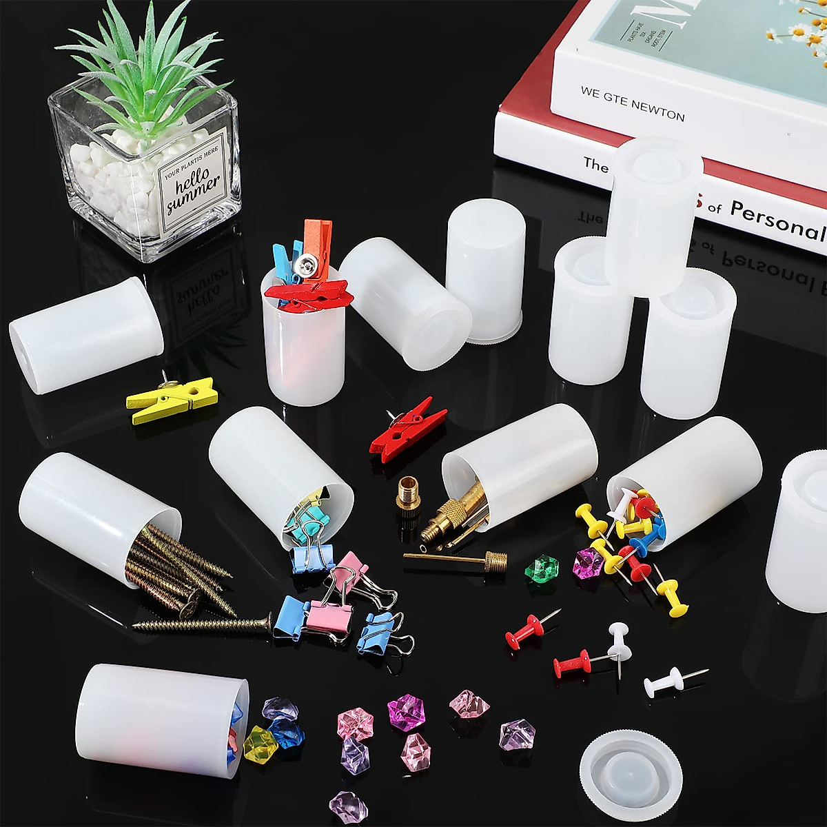 JOVITEC 200 Pcs Plastic Film Canister Holder 35 mm Empty Camera Reel Containers Storage Containers Case with Lids for Small Accessories Fish Hook Film Beads (White)