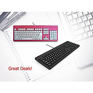 vitalASC New 104-Key Large Print USB Wired 7ft, Spill-Resistant, Sleek Black, Durable Keyboard for Laptop, Mac, TV, and Computer (Black)