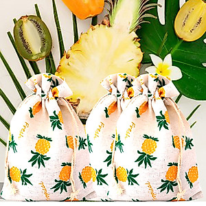 RIGHTA TECH Pineapple Gift Treat Bags Drawstring Gift Bag Pineapple Favor Bag for Wedding Bridal Shower Birthday Party Hawaiian Luau,Summer Beach Tropical Party Decorations