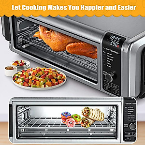 Air Fryer Rack for Ninja Foodi 10 in 1 SP101 Digital Air Fryer Countertop Oven, 13.4''*13.4'' Stainless Steel Air Fryer Accessories Roasting Steamer Grill Racks Baking Tray，Dishwasher safe