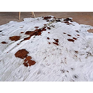 ecowhides White Tricolor Brazilian Cowhide Area Rug, Cowskin Leather Hide for Home Living Room (XL) 7 x 6 ft