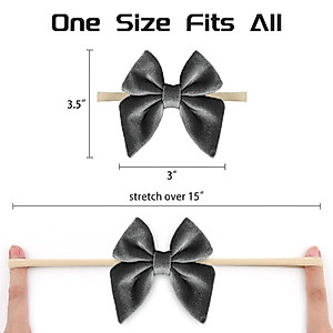 YanJie Baby Velvet Bow Headbands - 3 Pack Cotton Nylon Headband Baby Photography Hair Bow (SS black velvet)