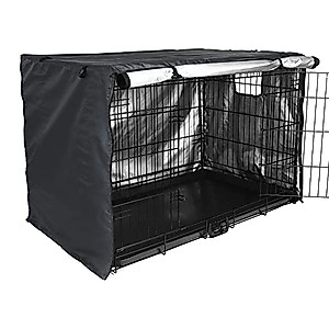 Dog Crate Cover 36 inch - Double Door, Dog Kennel Indoor, Waterproof Dog Kennel Cover with Air Vent Window, for Indoor/Outdoor Most Wire Dog Crate(Black)