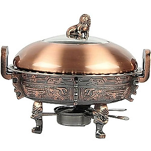 Round Chafing Dish Set for Wedding Banquets Party, Stainless Steel Buffet Server Warming Tray, with Food Pan, Frame, Lid and Fuel Holder
