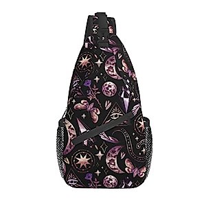 Sling Bag Tarot Moon Butterfly Magic Goth Hiking Daypack Crossbody Shoulder Backpack Travel Chest Pack for Men Women