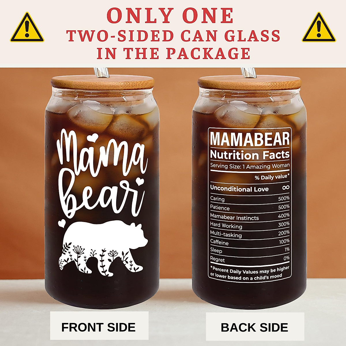 Gifts for Mom from Daughter, Son - Mom Birthday Gifts, Birthday Gifts for Mom - Mom Gifts for Christmas, Mom Christmas Gifts - Mama Gifts, Mother Gifts, New Mom Gifts for Women - 16 Oz Can Glass