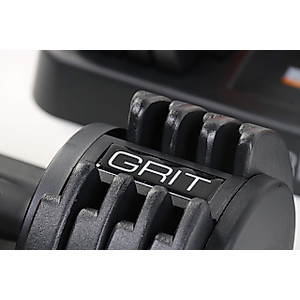 GRIT Adjustable Dumbbells Set - 11 to 55 Lbs Fast Adjusting Dial Weights - Workout Exercise, Strength Training and Core Fitness at Home or Gym for Men and Women - Easy Removable Plates, Tray 2 Pack