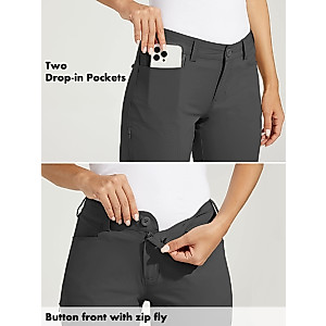 Willit Women's Golf Pants Stretch Hiking Pants Quick Dry Lightweight Outdoor Casual Pants with Pockets Water Resistant Deep Gray 12