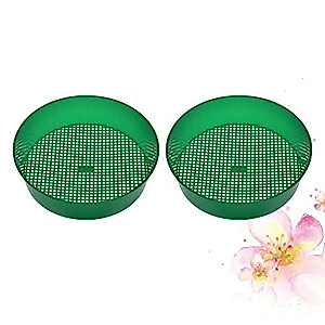DOITOOL- 2PCS Mesh Plastic Garden Sieve Gardening Seedling Tool Riddle for Compost Soil Stone (Green, with Color Deviation)