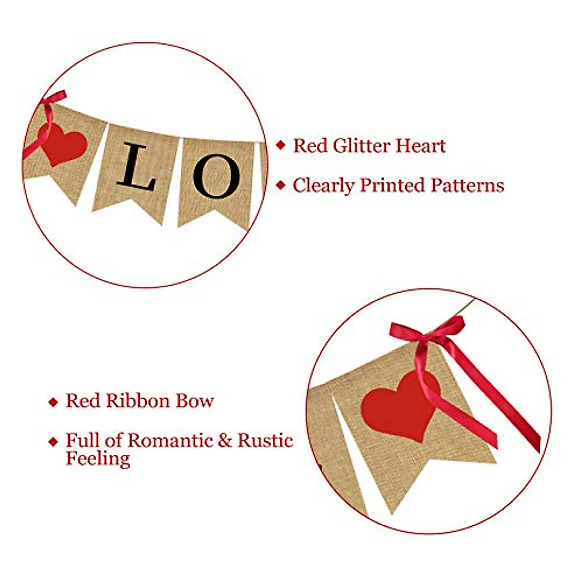 Love Burlap Heart Banner | Valentines Day Decorations | Valentines Garland | Valentine Photo Props | Engagement Banner Decorations | Wedding Banner Decorations | Anniversary Banner Decorations