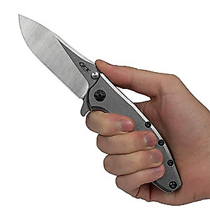 Zero Tolerance Hinderer Pocketknife; 3.5-Inch CPM 20CV Steel Blade, KVT Ball-Bearing Opening System, Flipper, Reversible Deep Carry Clip, Titanium Handle, Made in USA (0562TI), Grey