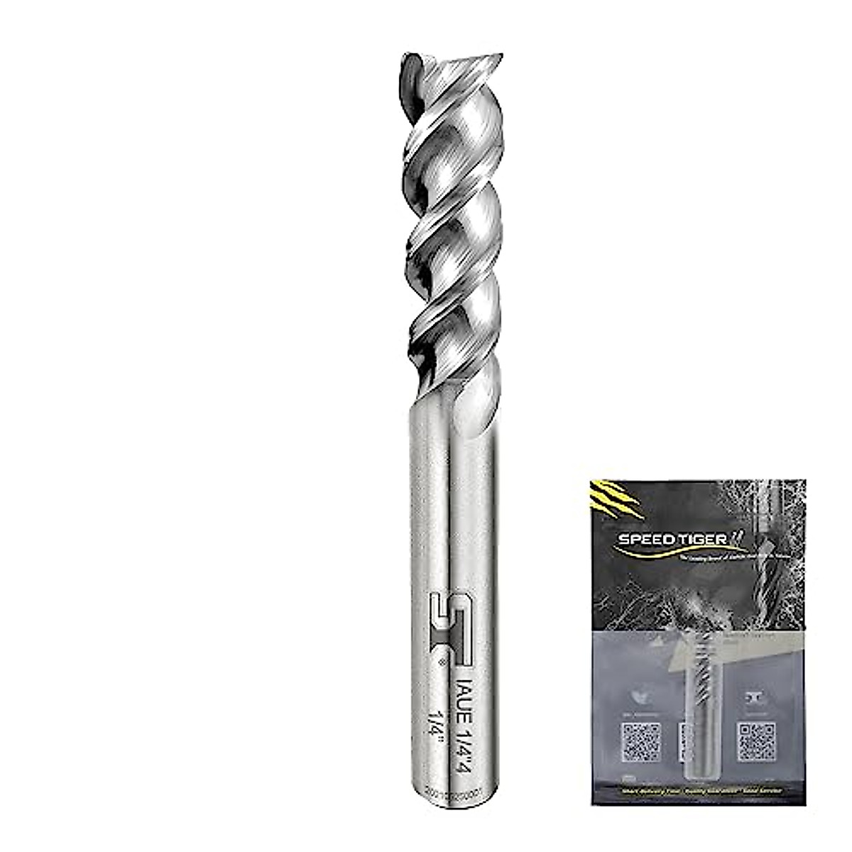 SPEED TIGER Carbide Square End Mill - 3 Flute - IAUE3/8"3 (1 Piece, 3/8") - High Feed U-Type Design - for Roughing and Finishing - for Milling Aluminum Applications – Professional Mill Bits Sets