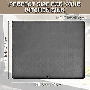 Under Sink Mats for Kitchen Waterproof, 28" x 22" Under Sink Tray for Kitchen Waterproof Waterproof & Flexible Under Sink Liner for Kitchen and Bathroom Gray