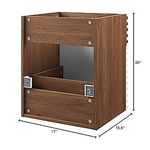 Modway Render 17" MDF Wood Wall-Mount Bathroom Vanity Cabinet in White/Walnut