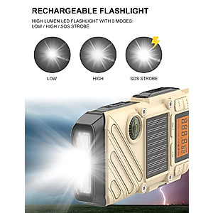 Walkie Talkies for Adults Rechargeable, FM/NOAA Emergency Radios with Weather Alerts, LED Flashlight & SOS Alarm, Solar Powered Hand Crank Long Range 2 Way Radios Walkie Talkie with USB Charged