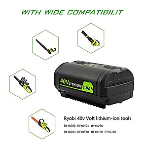 DV8DKV7 40V 6.0Ah Battery Replacement for Ryobi 40v Battery, 6000mAh High Capacity Compatible with Ryobi 40v Tools and Charger