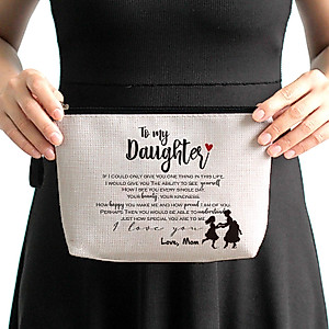 Daughter Gift from Mom to My Daughter Makeup Bag Gift for Daughter Birthday Teen Girls Gift Ideas for Birthday Graduation Christmas Wedding Daughter Bridal Shower Gift Valentine's Day Cosmetic Bag