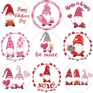 540 Pieces Gnome Valentines Envelope Stickers Small Happy Valentine's Day Stickers Valentines Adhesive Envelope Seal Stickers Round Label Tags for Valentines Party Card Holiday Gift Decor 1.2 Inches