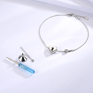 Love Heart Padlock Urn Bracelet - Sterling Silver Always in My Heart Ashes Keepsake Memorial Locket Cremation Jewelry Gifts for Women Loss Loved Ones