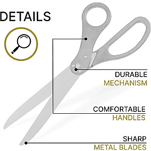 25" Giant Ribbon Cutting Scissors Silver — Heavy Duty Extra Large Grand Opening Ribbon Cutting Ceremony Scissors for Grand Openings Inaugurations Ceremonies & Special Events