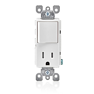 Leviton T5625-W Decora Combination Switch and Tamper-Resistant Receptacle, White