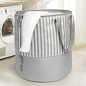 MULISOFT 90L Laundry Hamper with Handles & Zipper, Collapsible Large Laundry Basket, Foldable Clothes Hamper for Laundry, Dorm, Nursery, Bedroom, Travel, Storage for Toys, Blankets, Clothes, Grey