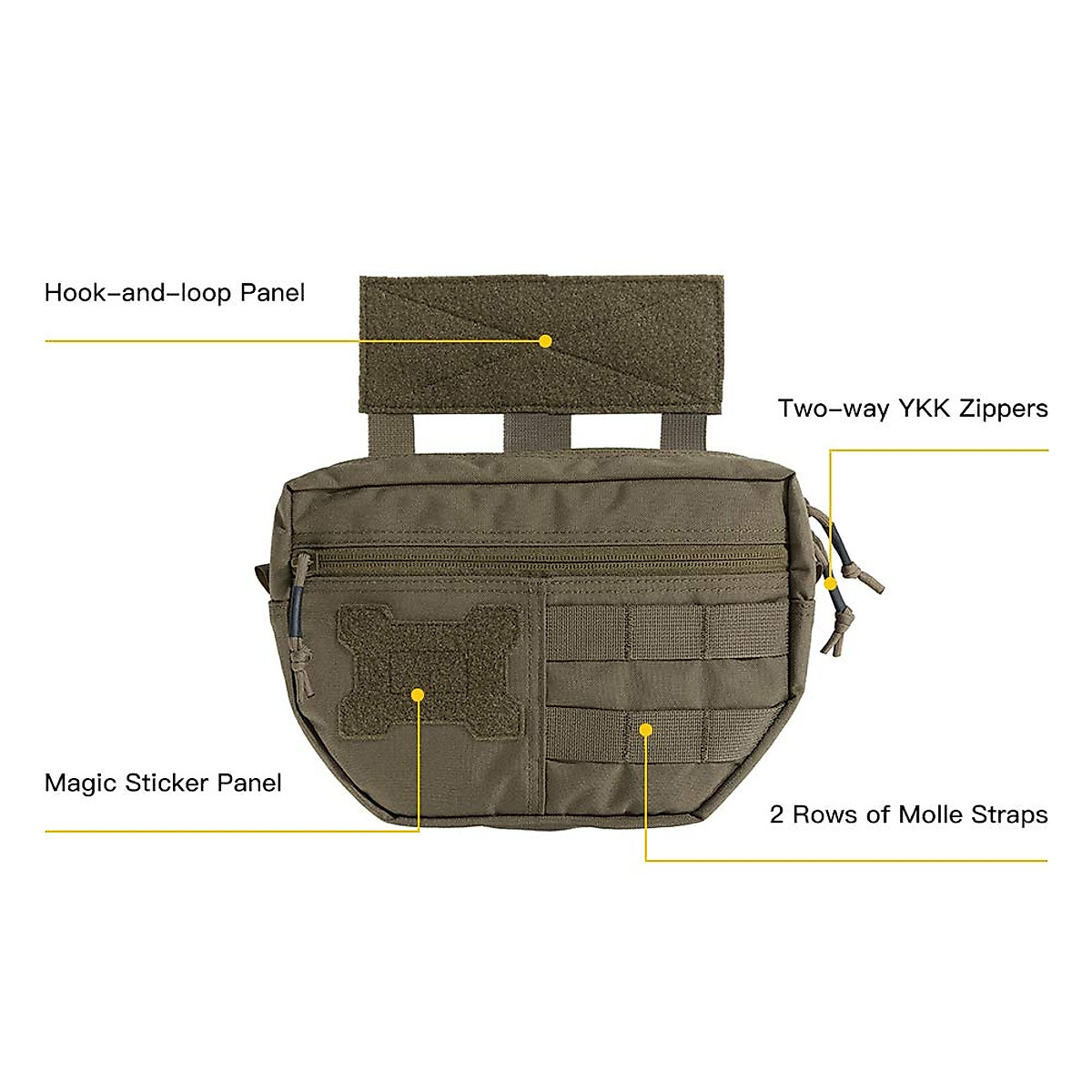 EXCELLENT ELITE SPANKER Tactical Drop Dump Pouch Molle Tool Pouch with Hook & Loop Carrying Kit Bag for Tactical Vest Chest Rig(Ranger Green)