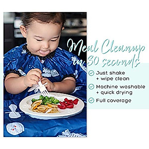 grabease Allover Waterproof Bib for Self-Feeding Infants and Toddlers, Machine Washable, Ages 6-24 Months, Navy