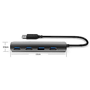 GPPZM 4-Port USB 3.0 Aluminum Alloy Hub Multi-Function High Speed Adapter for Laptop