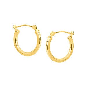 Welry Round Tube Hoop Earrings for Women, Simply Gold Collection, 14K Yellow Gold, Jewelry Gift Idea, 15mm