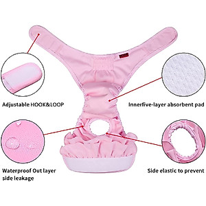 Dog Sanitary Panties Pet Panties for Girl Dogs Menstrual Period, Washable & Reusable Female Dog Diapers Pet Princess Dress for Dogs in Heat, Incontinence or Excitable Urination (XX-Large, Purple)