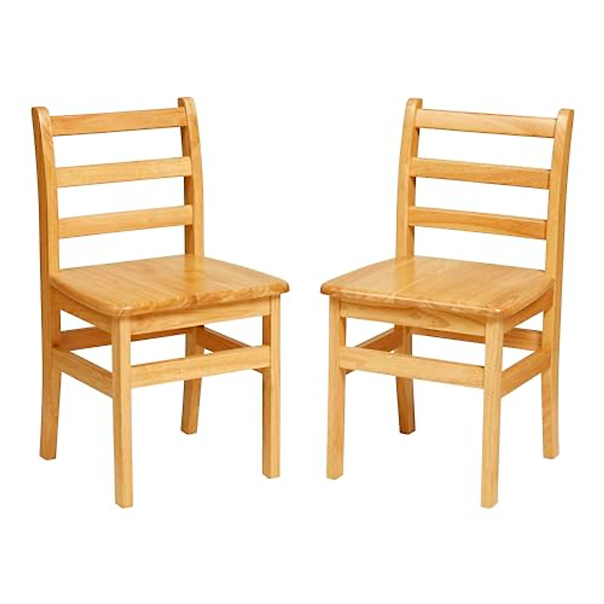 ECR4Kids Three Rung Ladderback Chair, 16" Seat Height, Classroom Seating, Honey, 2-Pack
