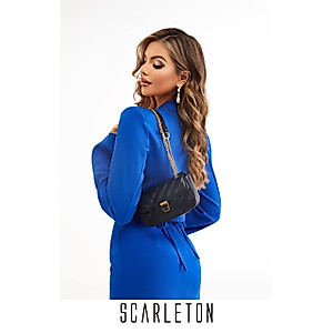 Scarleton Crossbody Bags for Women, Purses for Women, Quilted Shoulder Bag, Lightweight Gold Chain Crossbody Bag Purse, H210701 - Black