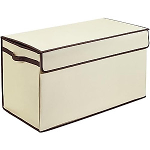Great Useful Stuff G.U.S. Large Collapsible Toy Box | Toy Organizers, Storage bin, basket with Lid | Sturdy 600D Polyester Toy Chest | Durable, Storage Box for Kids’ Playroom | 30"x16"x16" (Ivory)