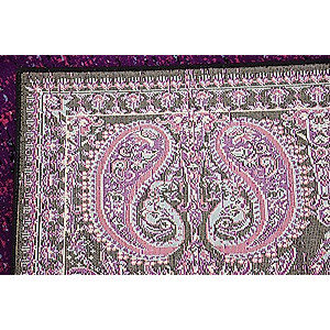 Unique Loom Imperial Collection Paisley, Distressed, Border, Vintage, Modern, Abstract Area Rug, 3 ft x 9 ft 10 in, Lilac/Black